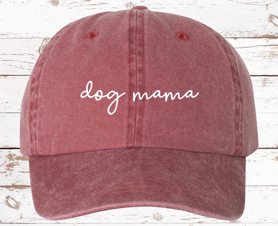 Dog Mama Script Dad Hat, Pigment Dyed Unstructured Baseball Cap, Dog ...