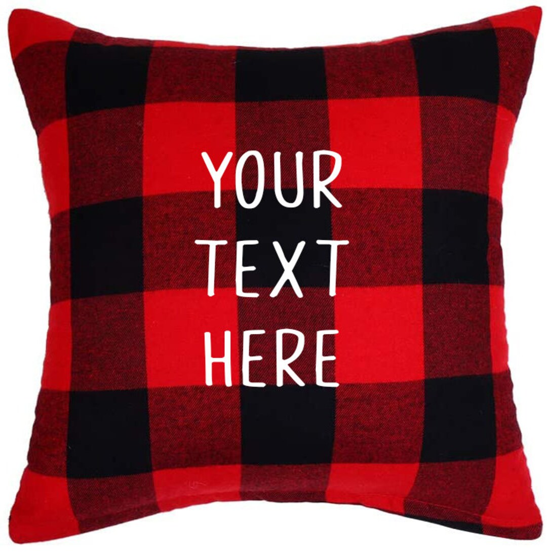 Custom Text Here Red Buffalo Plaid Pillow Cover ONLY Custom Pillow ...