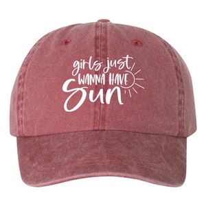 Girl Just Want Sun Hat, Pigment Dyed Unstructured Baseball Cap, Girls ...