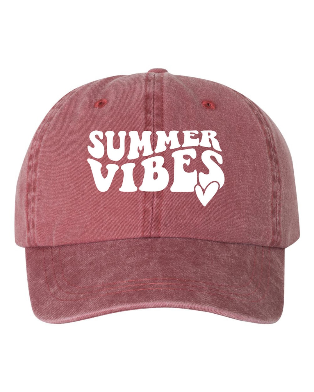Summer Vibes Heart Retro Hat, Pigment Dyed Unstructured Baseball Cap ...