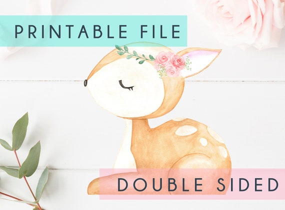 1 DOUBLE SIDED Fawn Cut Out Printable Stand Up Woodland Girl Baby ...