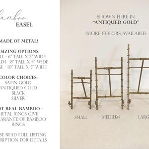 Antiqued Gold Bamboo Easel Desk Stand 3 Sizes Tabletop Metal Tripod ...