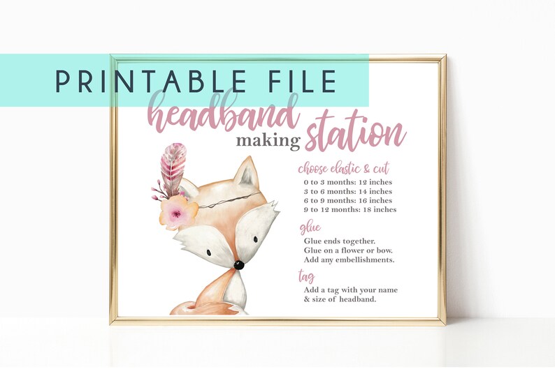 Headband Station Head Band Sign Baby Shower Woodland Stations | Etsy