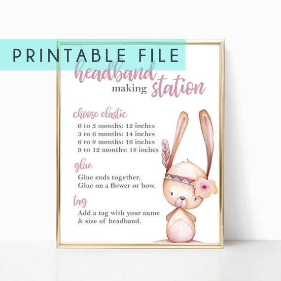 Headband Station Head Band Sign Baby Shower Woodland Stations ...