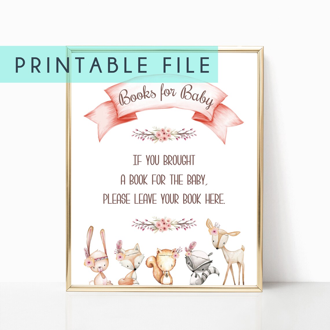 Baby Shower Books for Baby Sign Digital Sign Decor Animal - Etsy