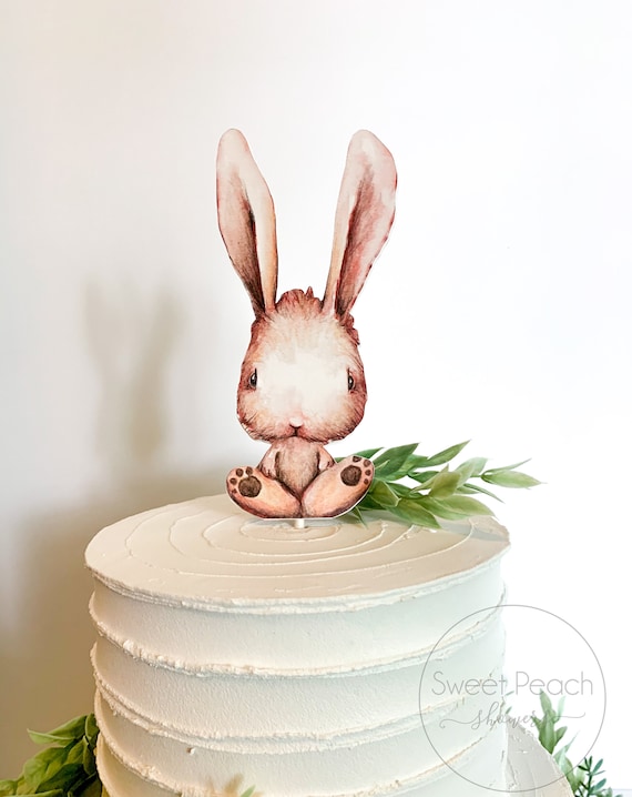 Bunny Rabbit Cake Topper Woodland Baby Shower Decor Birthday Cake ...