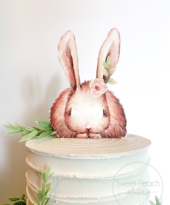 Flower Bunny Rabbit Cake Topper Woodland Baby Shower Decor Birthday ...