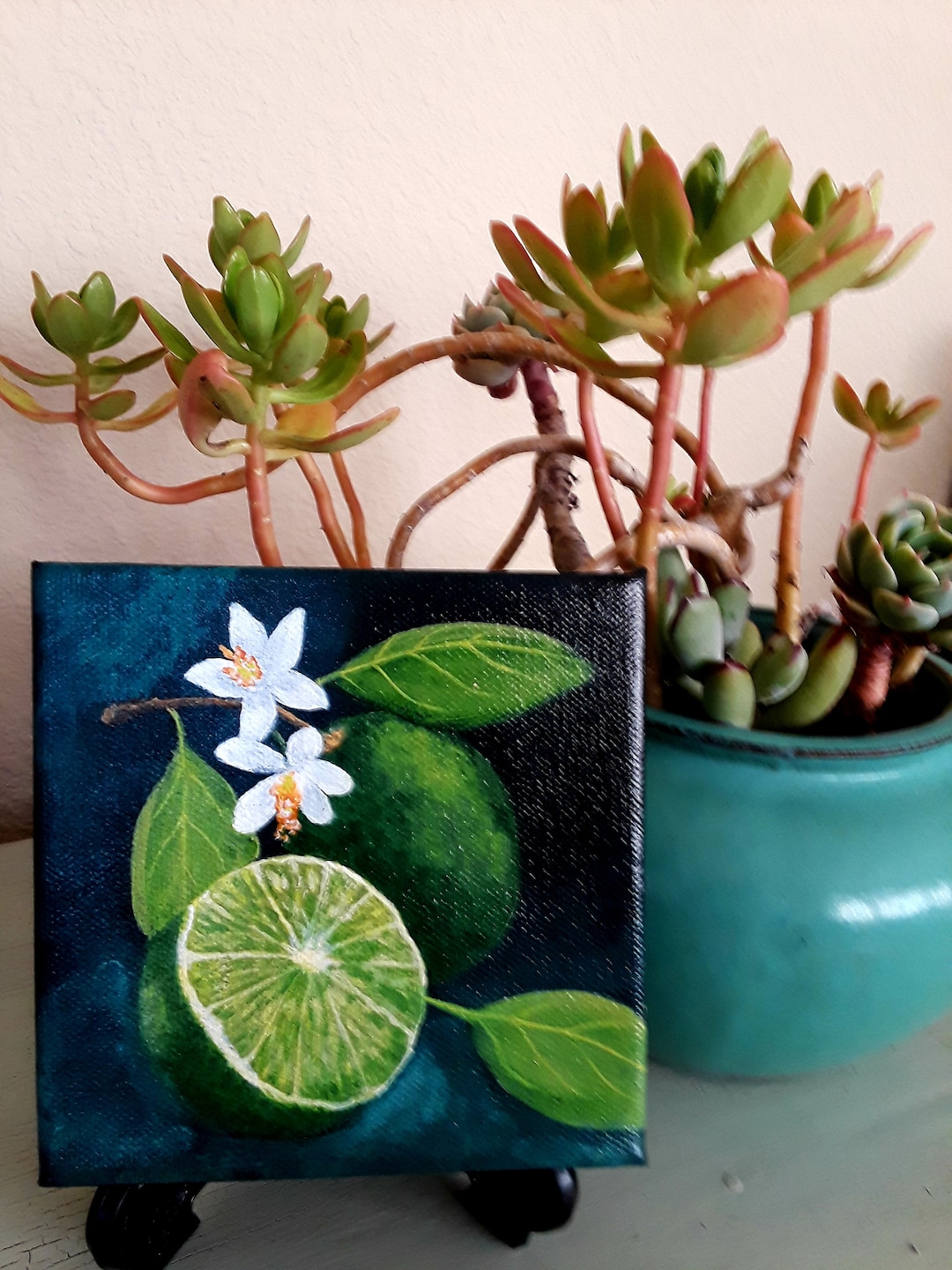 Lime Painting, 5x5 Green Limes Artwork, Green Fruit Art, Kitchen Wall ...