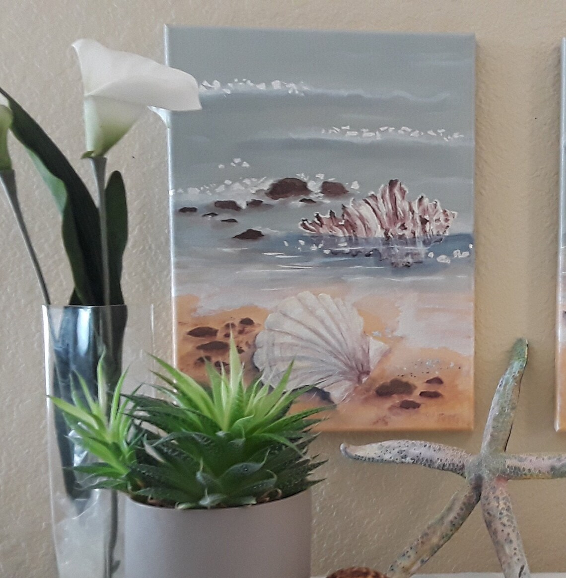 4 Tropical Shell Paintings 8x10 Acrylic Artwork With - Etsy