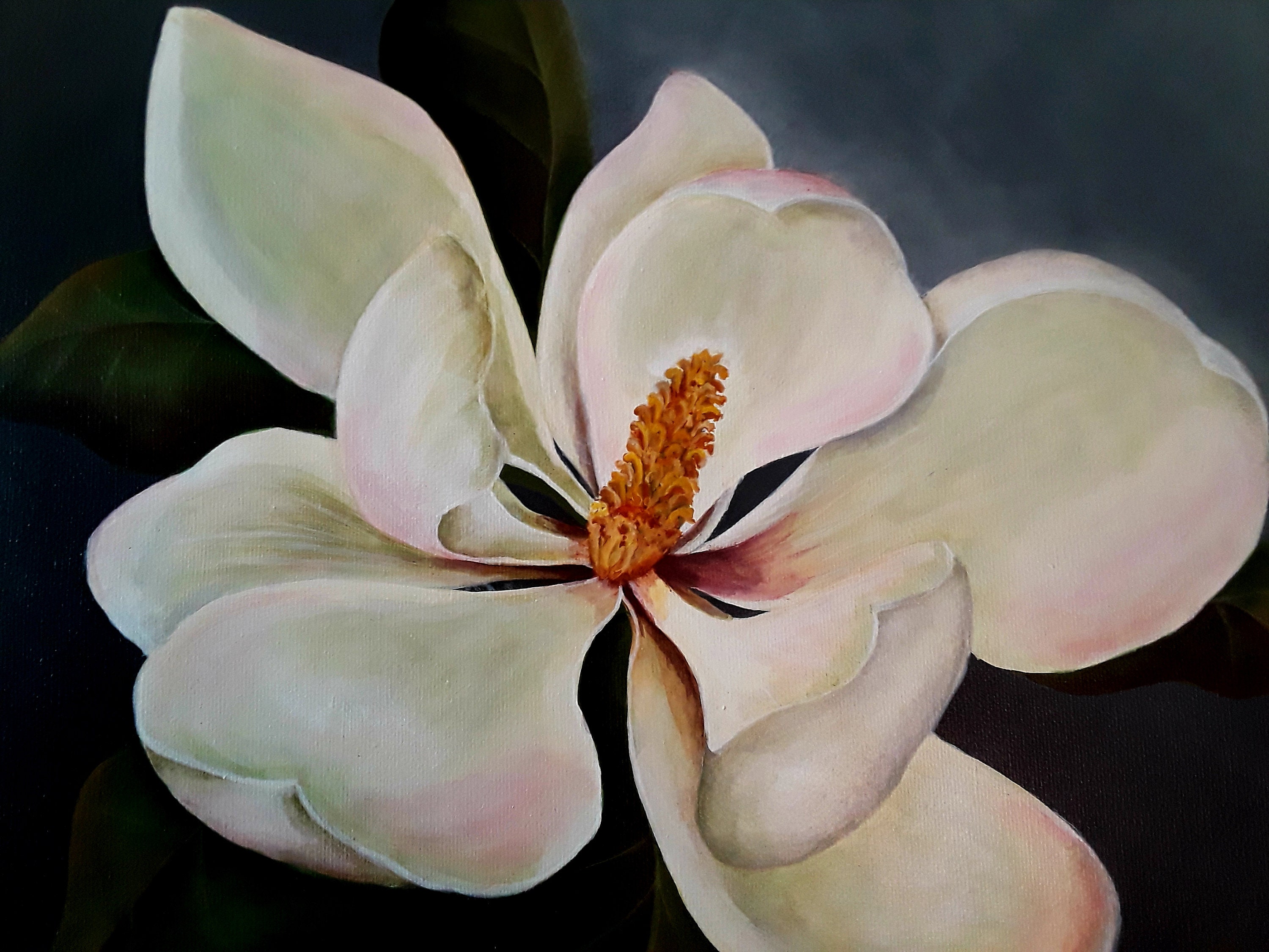White Magnolia Flower Painting