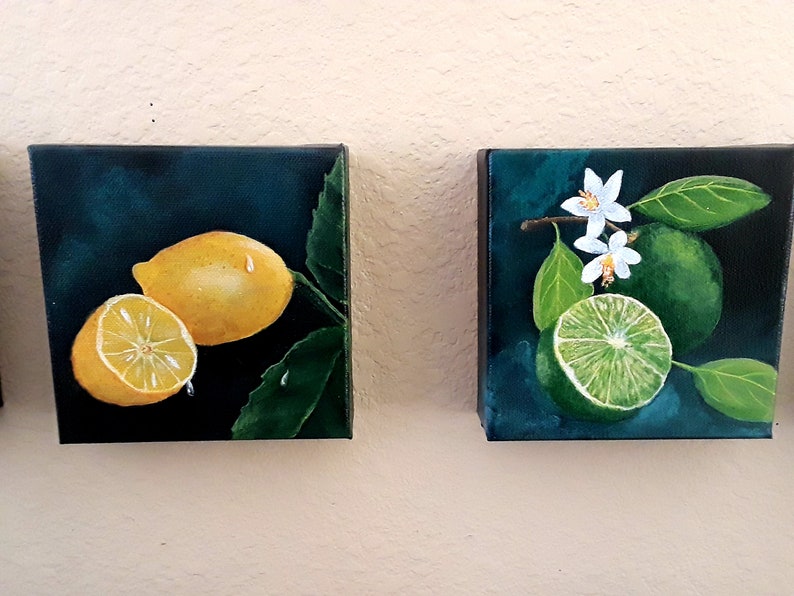 Lime Painting 5x5 Green Limes Artwork Green Fruit Art - Etsy
