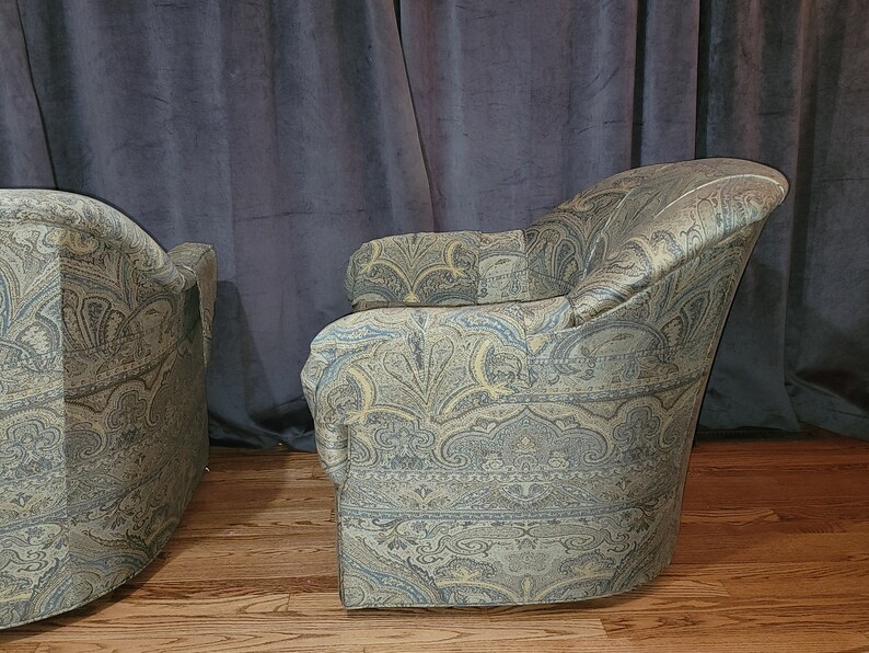 Swivel Club Chair, Ethan Allen, Green Paisley Pattern - Etsy