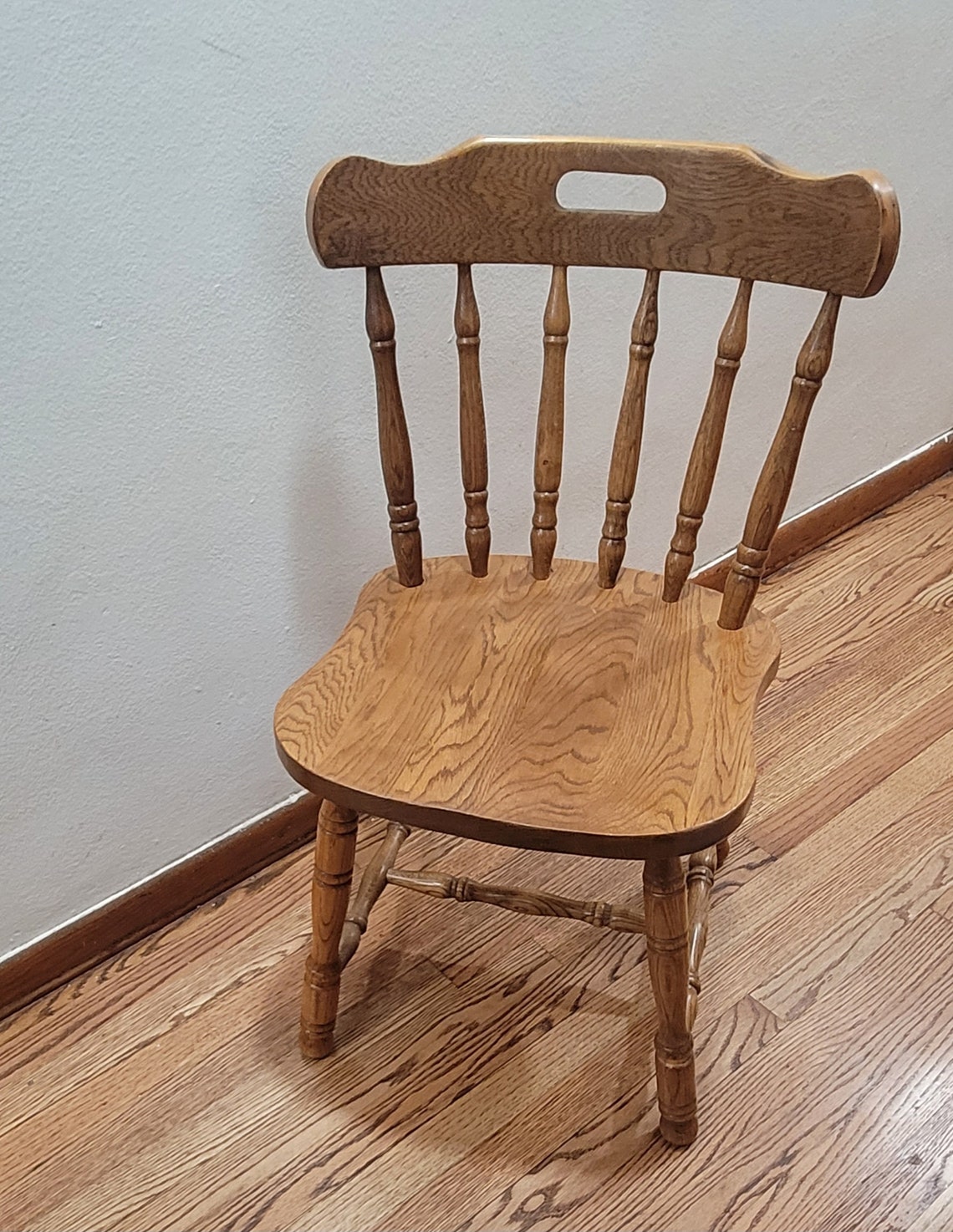 Spindle Back Oak Wood Chair - Etsy