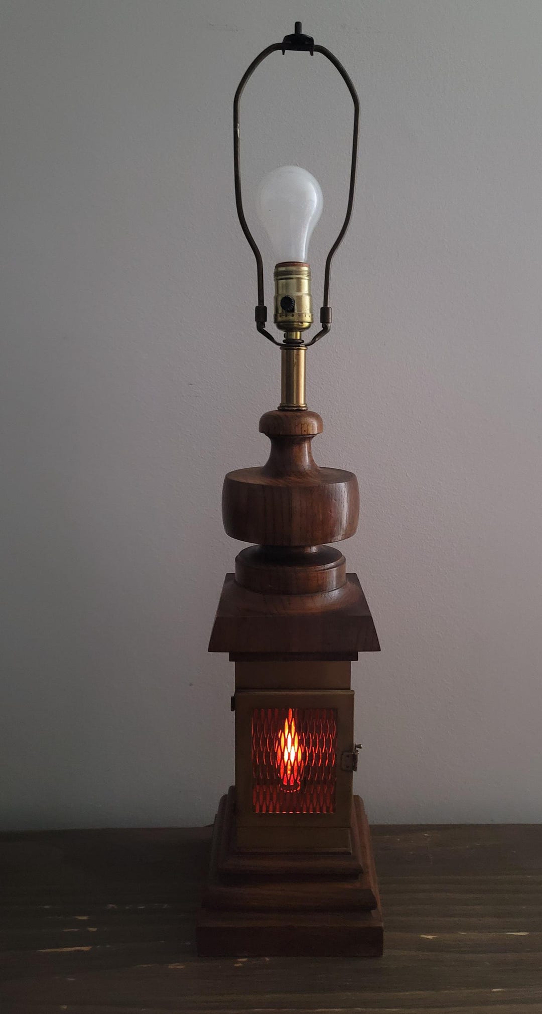 Vintage Fireplace Table Lamp Fire Lights Up - Etsy