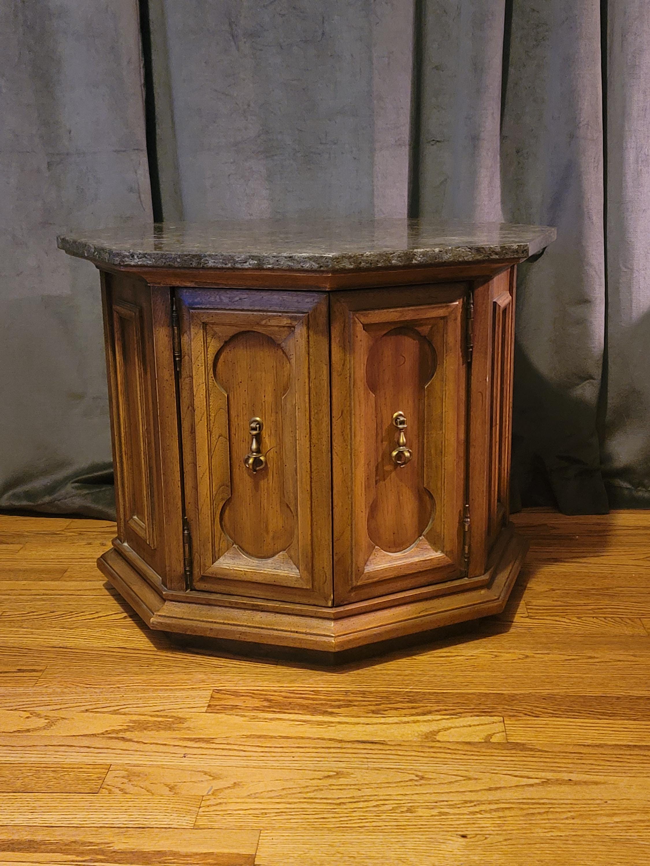 Vintage Marble Top Octagon End Table With Storage - Etsy