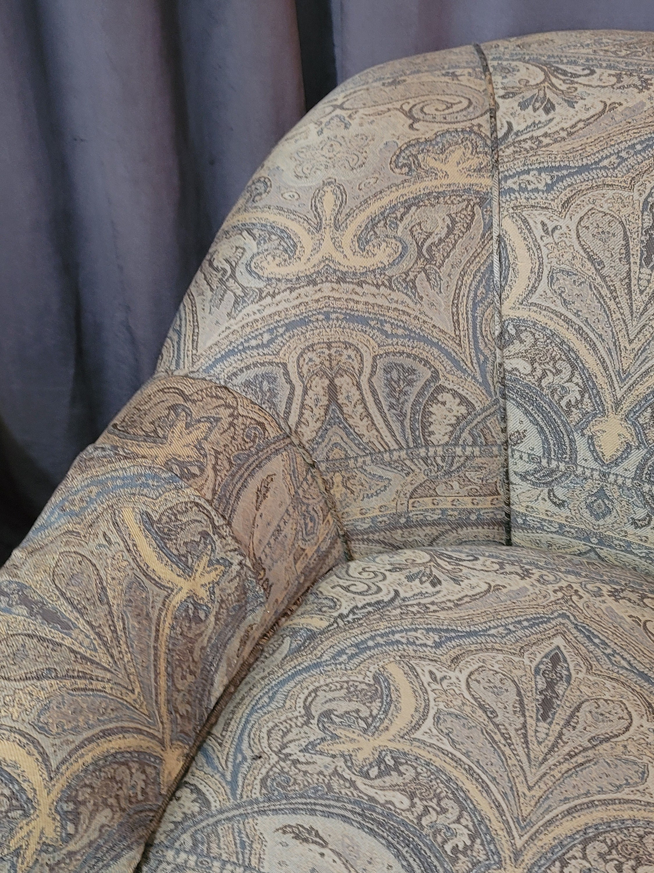 Swivel Club Chair, Ethan Allen, Green Paisley Pattern - Etsy