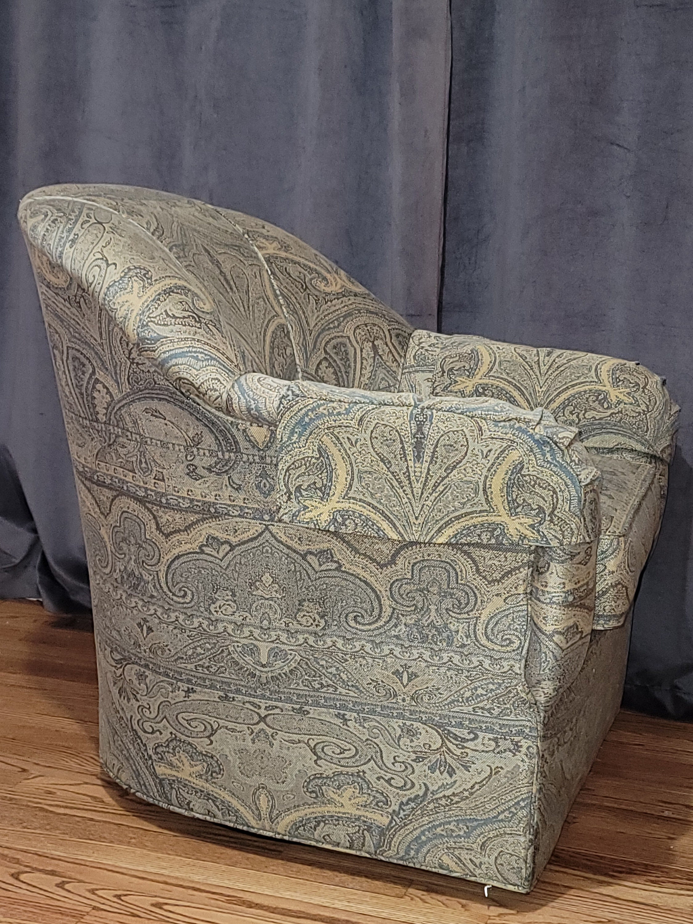 Swivel Club Chair, Ethan Allen, Green Paisley Pattern - Etsy