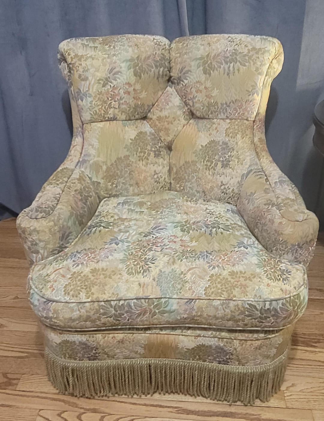 Antique Hollywood Regency Lounge Chair Floral Brocade Upholstery ...