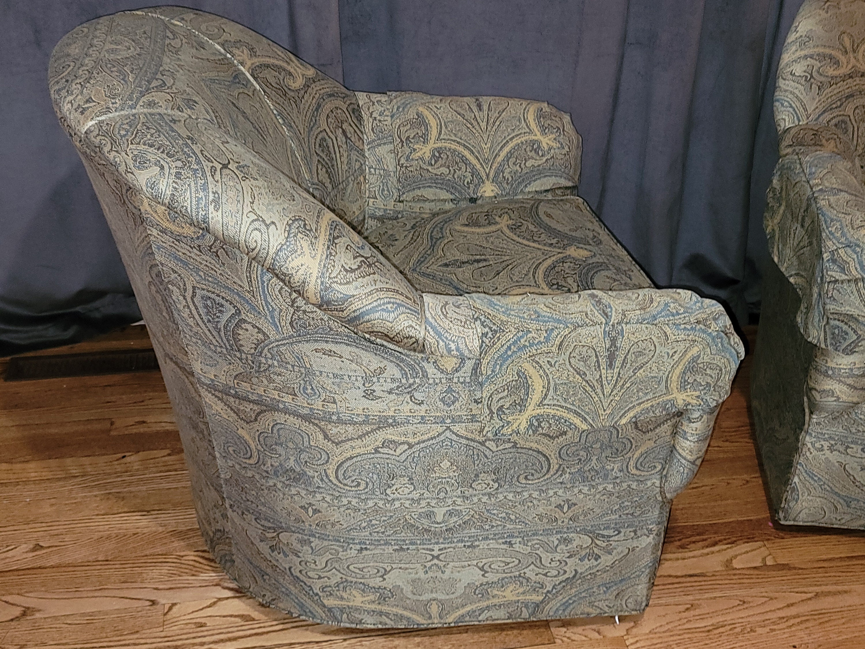 Swivel Club Chair, Ethan Allen, Green Paisley Pattern - Etsy