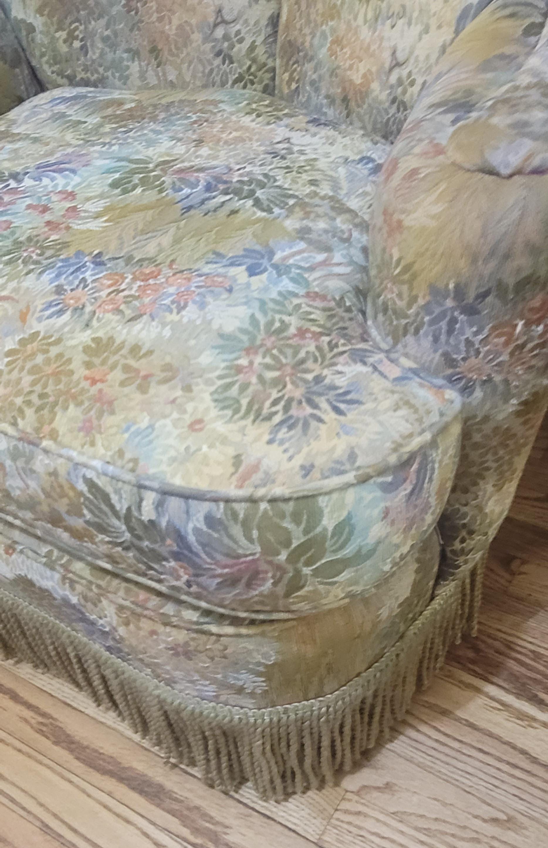 Antique Hollywood Regency Lounge Chair Floral Brocade Upholstery ...