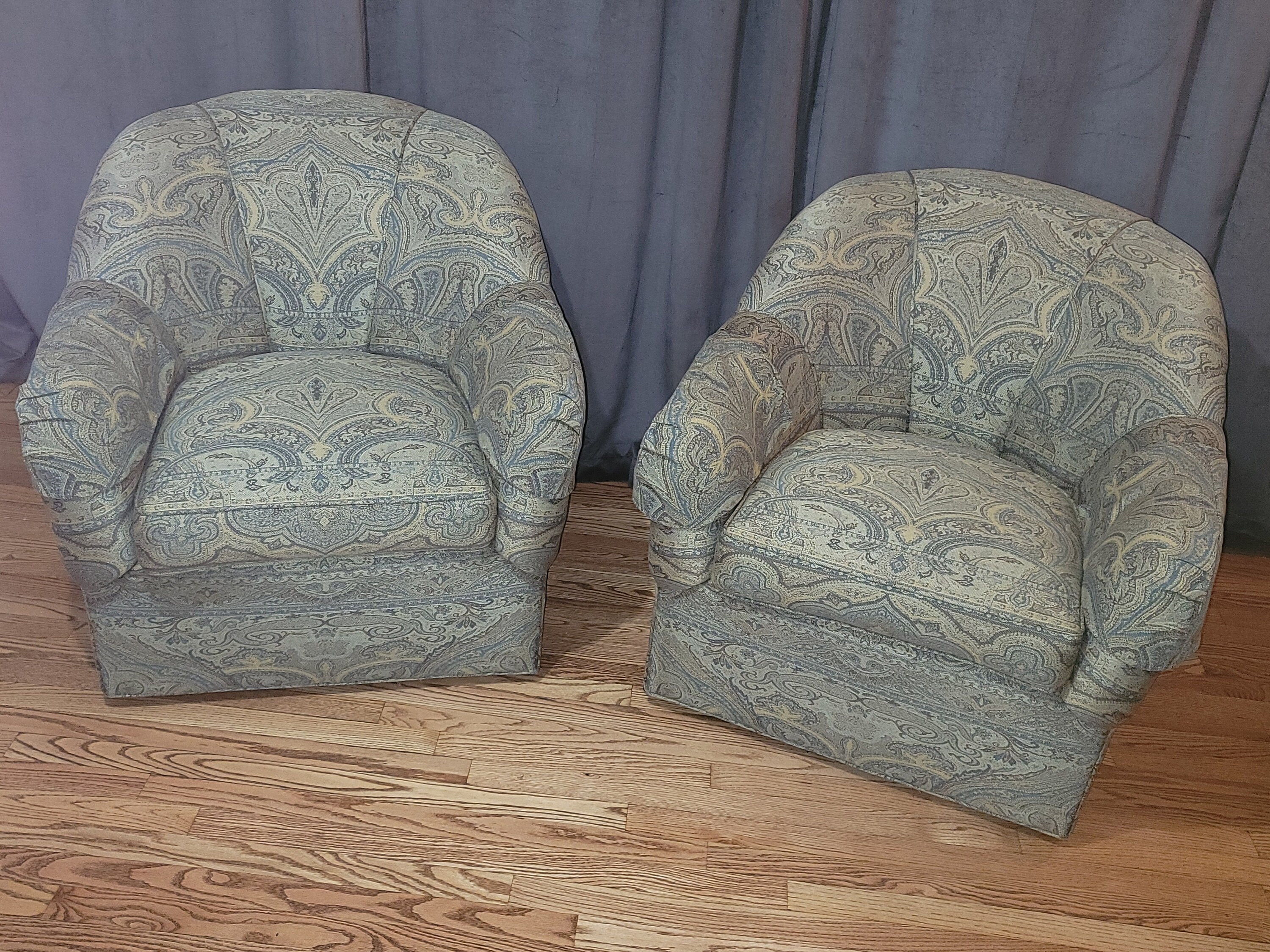 Swivel Club Chair, Ethan Allen, Green Paisley Pattern - Etsy