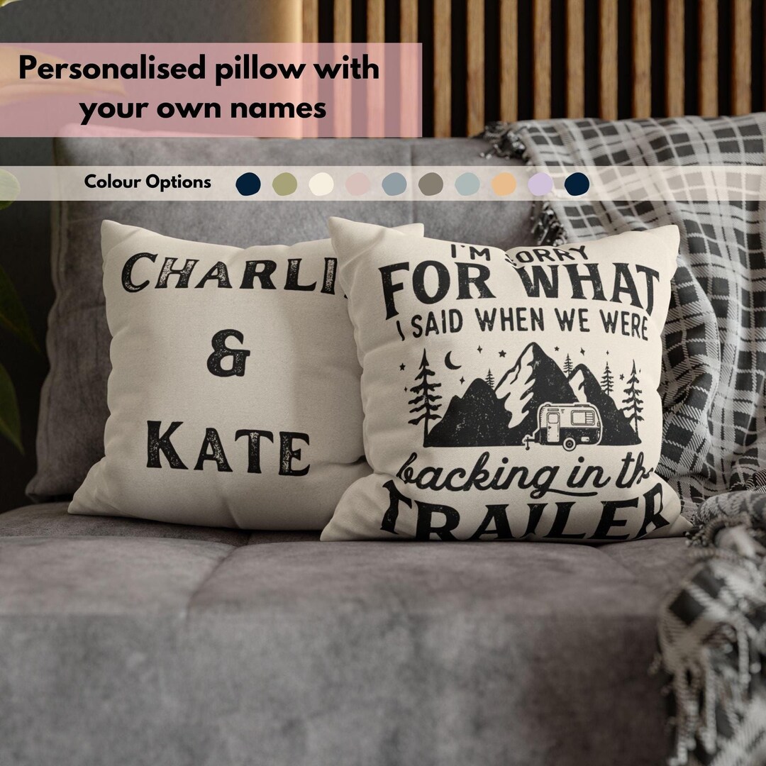 Personalized Camping Trailer Pillow With Names, Custom Cushion ...