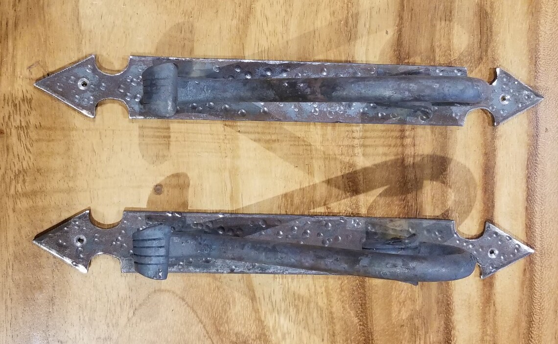 2 Iron Door Handles - Metal Scroll - Etsy