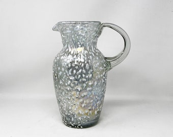 80 Oz Hand Blown Glass Pitcher HG White Tan Confetti - Etsy