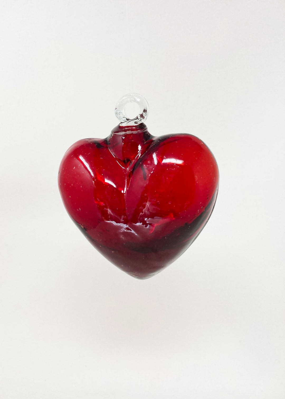 Hand Blown Glass Heart - 10" - Red - Etsy