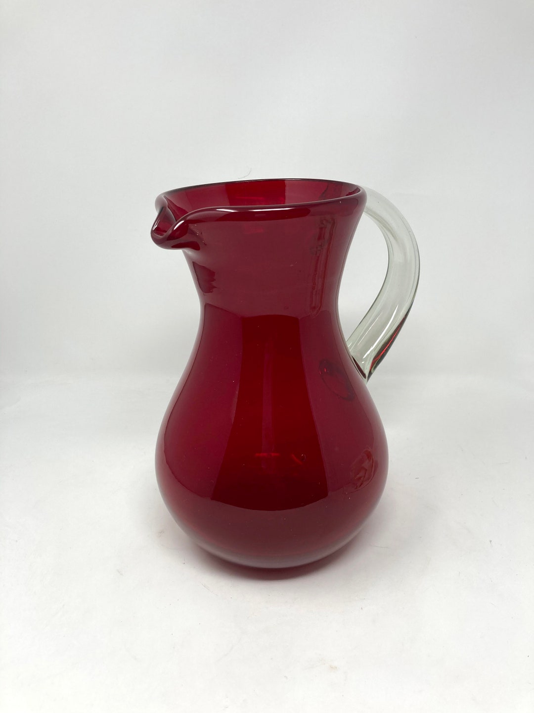 80 Oz Hand Blown Glass Pitcher HG Solid Red - Etsy