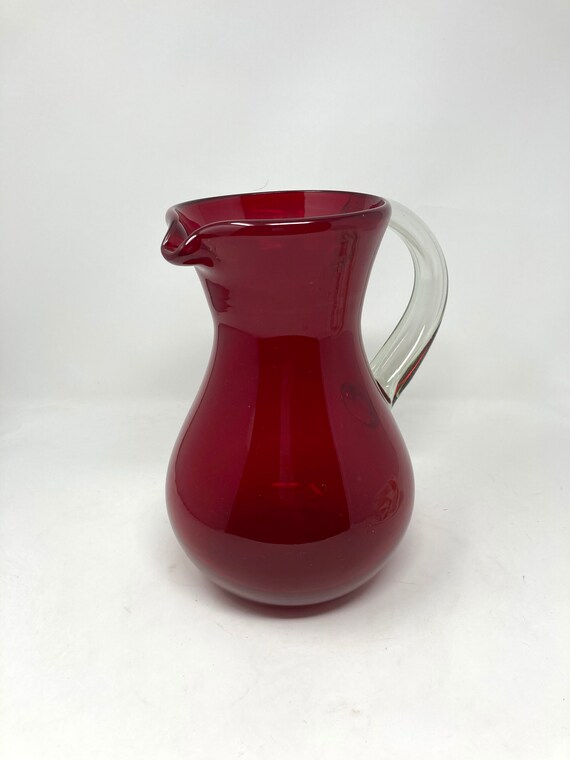 80 oz Hand Blown Glass Pitcher HG Solid Red | Etsy