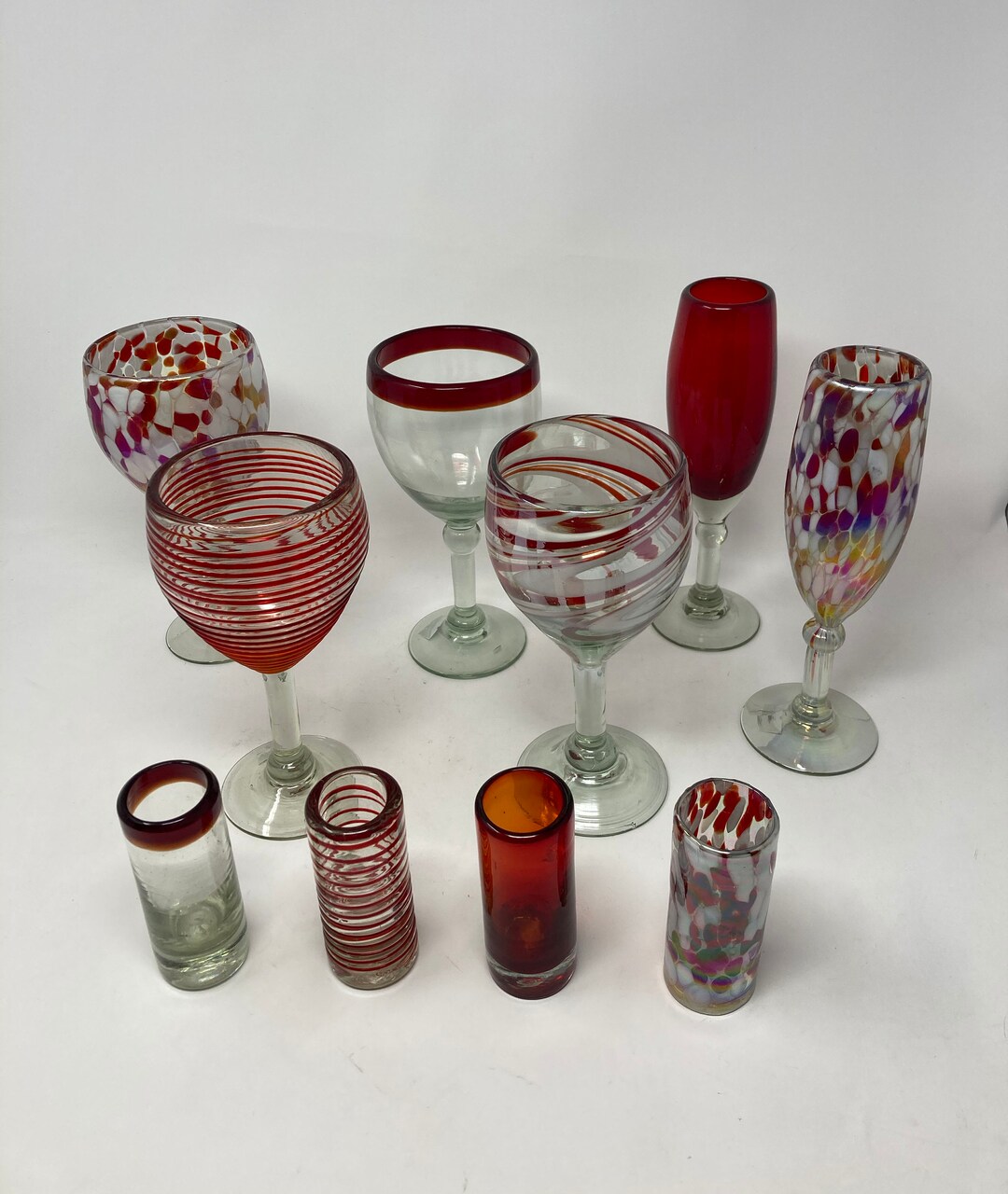 10 Assorted Glasses - Christmas Red - Etsy