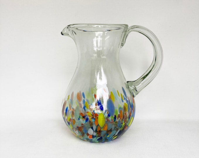 80 Oz Hand Blown Glass Pitcher HG Confetti Base - Etsy