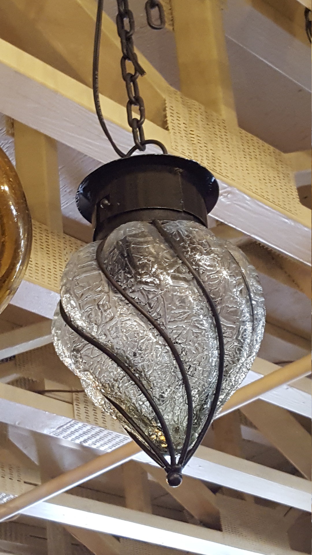 Hand Blown Glass Torch Light Pendant Clear Crackle Glass - Etsy