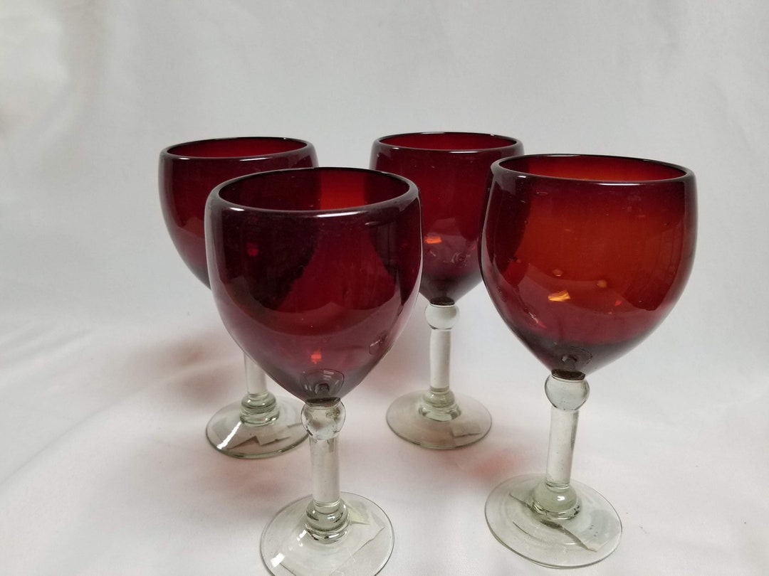 4 Hand Blown Wine Glasses - Solid Red (FREE SHIPPING) - Etsy