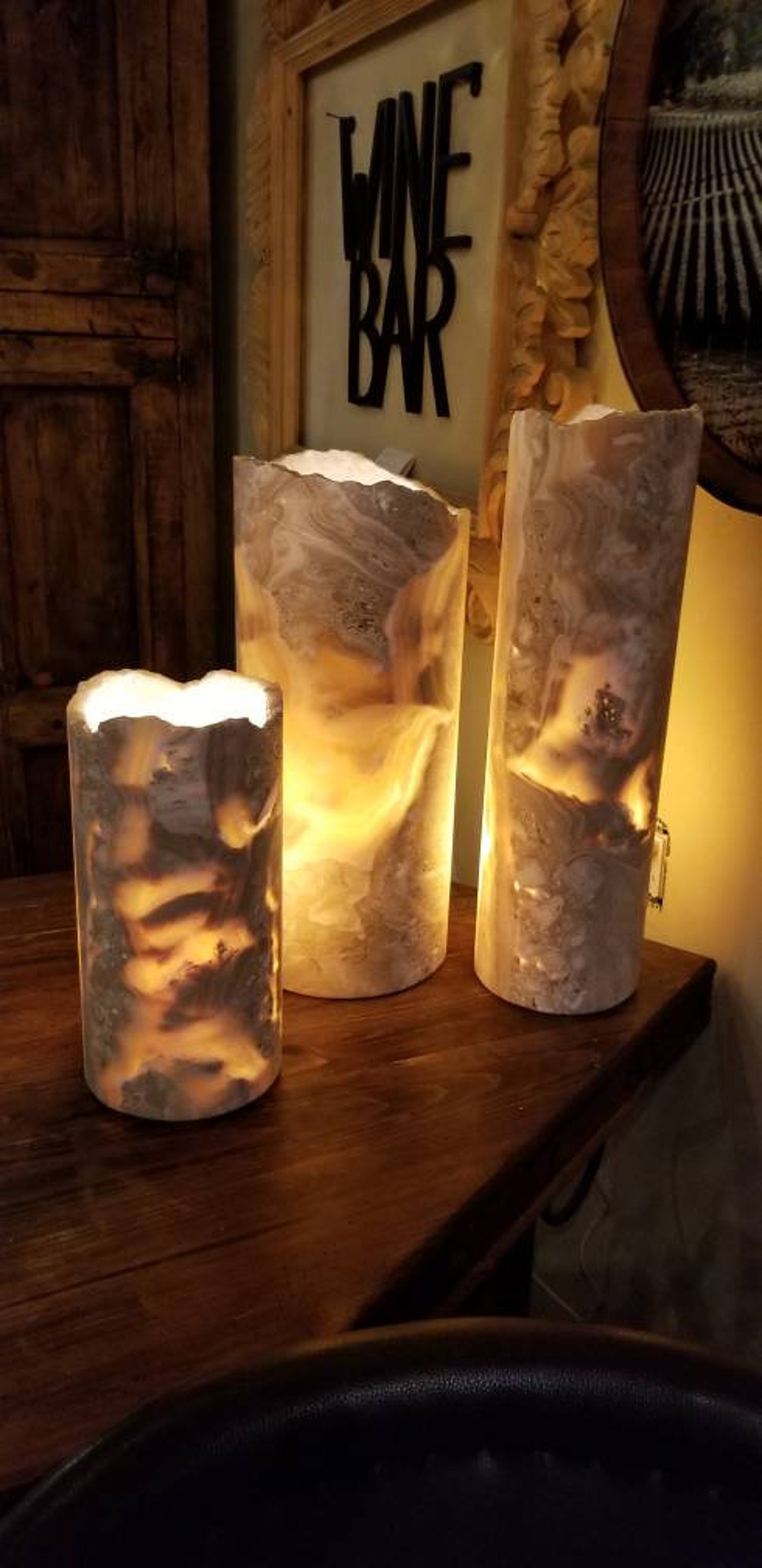 Onyx Lights. Various Sizes. Real Onyx Stone. Wired for - Etsy