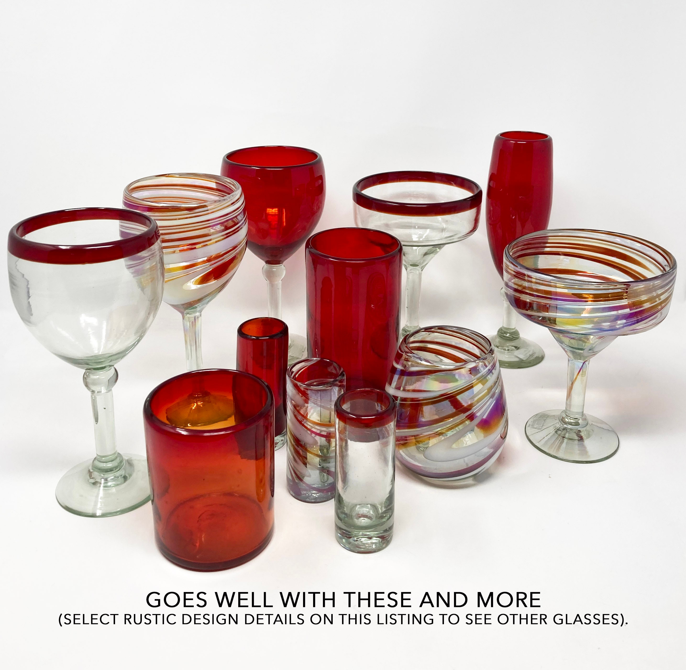 1 Hand Blown Water Glass Red/white Iridescent Swirl - Etsy