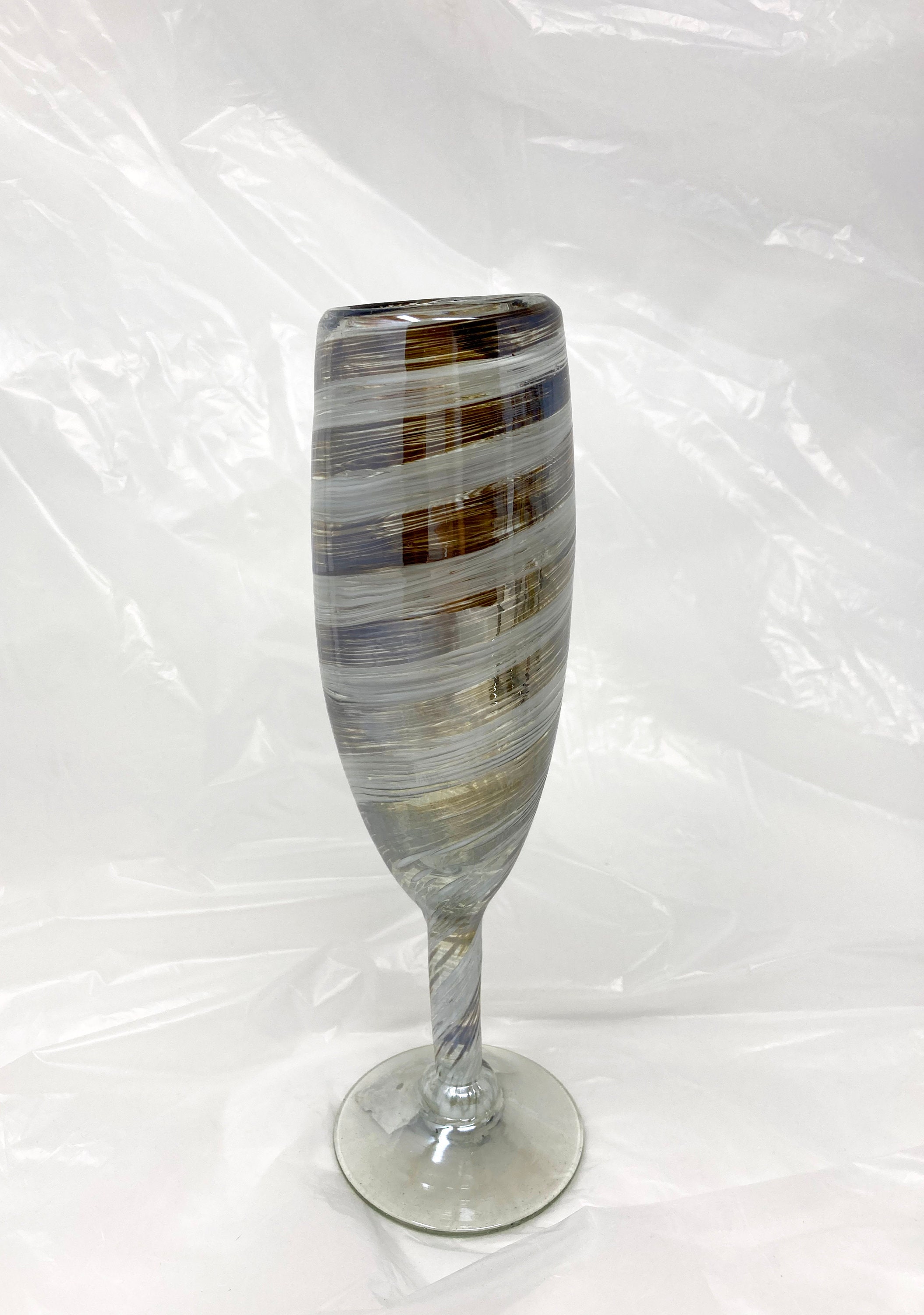 1 Hand Blown Champagne Glass - Gold/cream Swirl - Etsy