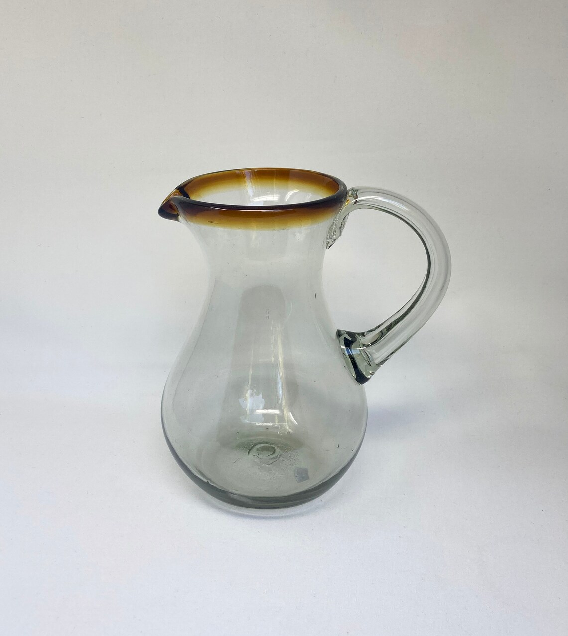 80 Oz Hand Blown Glass Pitcher Amber Rim - Etsy