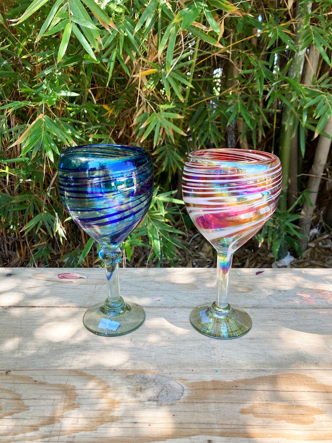 2 Hand Blown Wine Glasses - Custom Combo - Etsy