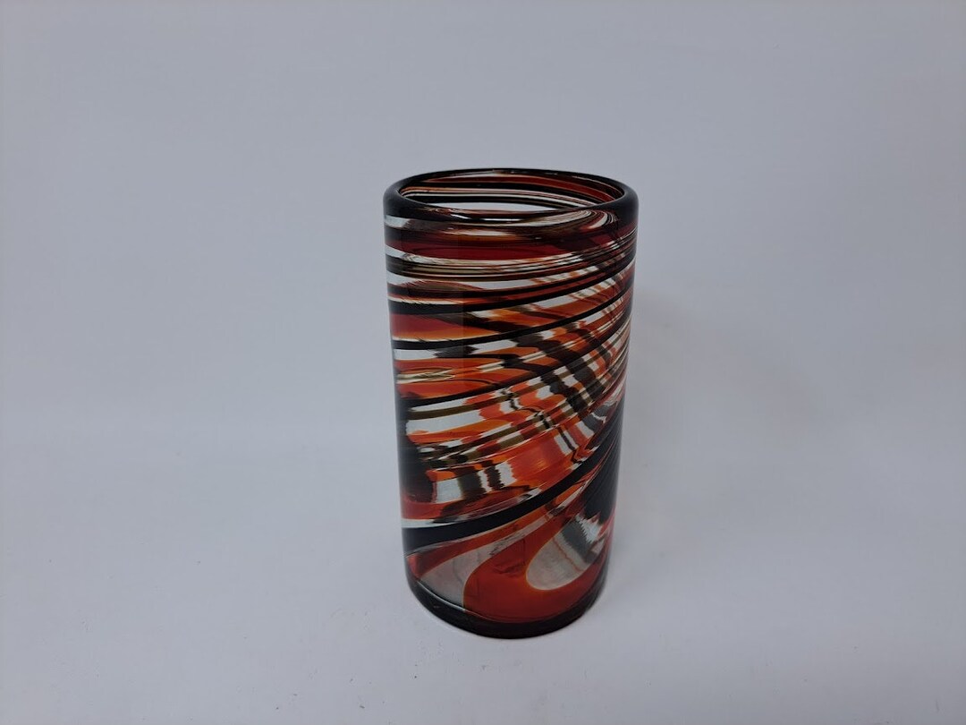 1 Hand Blown Water Glass - Red/chocolate Swirl - Etsy