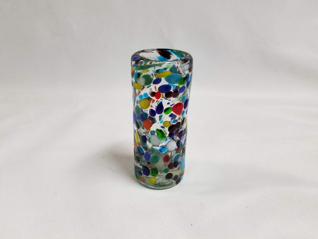 1 Hand Blown Shot Glass - Rainbow Graniti - Etsy