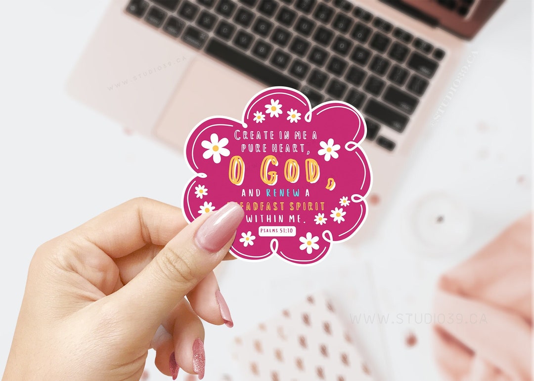 Psalms 51:10 Sticker Flake, Scripture & Bible Verse Stickers, Christian ...