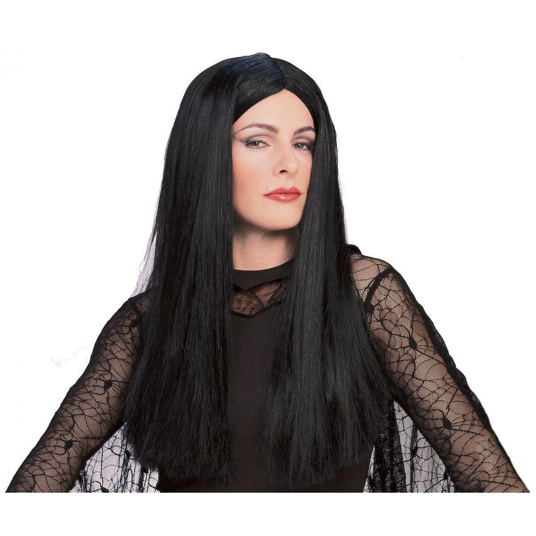 Morticia Addams Family Women's Black Long Hair Costume Wig - Etsy