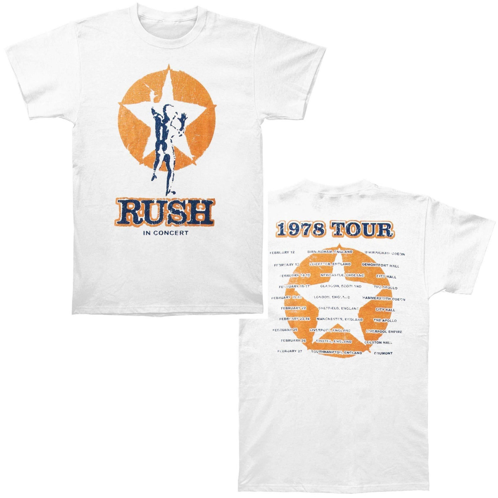 Rush UK Tour 1978 in Concert Starman Logo White W/ Dates T-shirt - Etsy