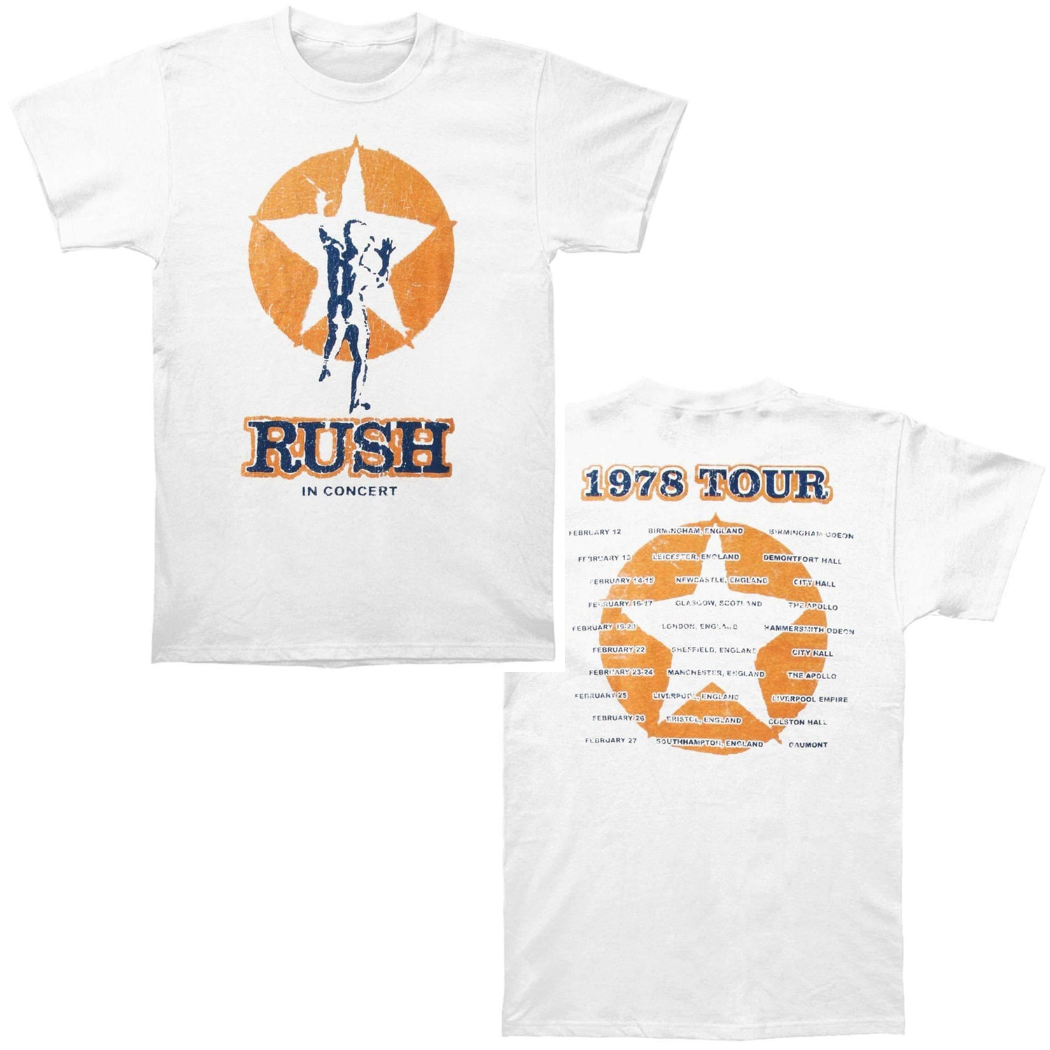 Rush UK Tour 1978 in Concert Starman Logo White W/ Dates T-shirt - Etsy