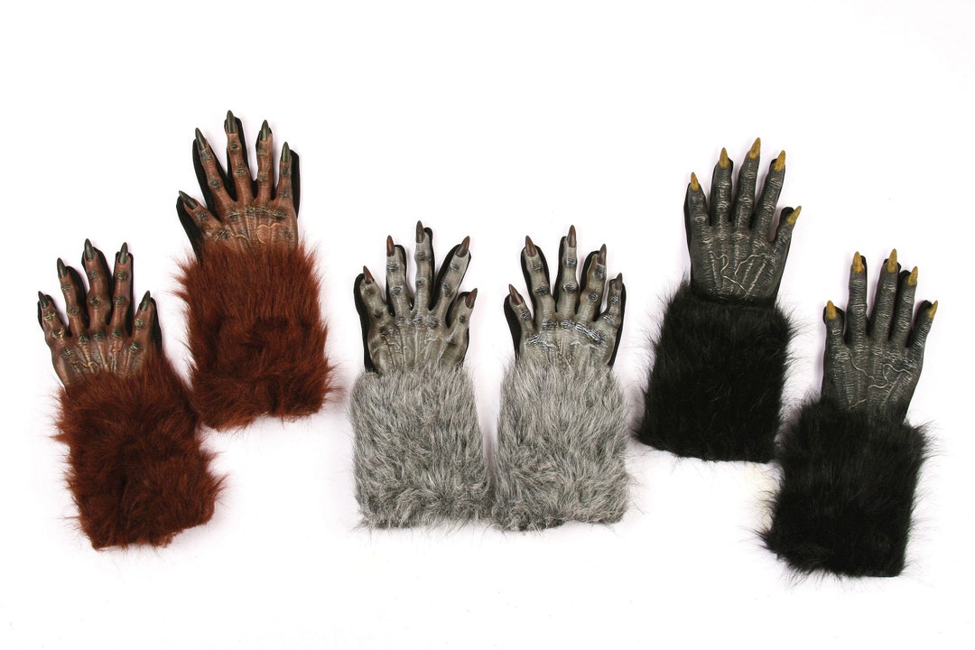 Werewolf Costume Gloves Claws Long Hairy Fur Monster Hands Ages 15+ - Etsy