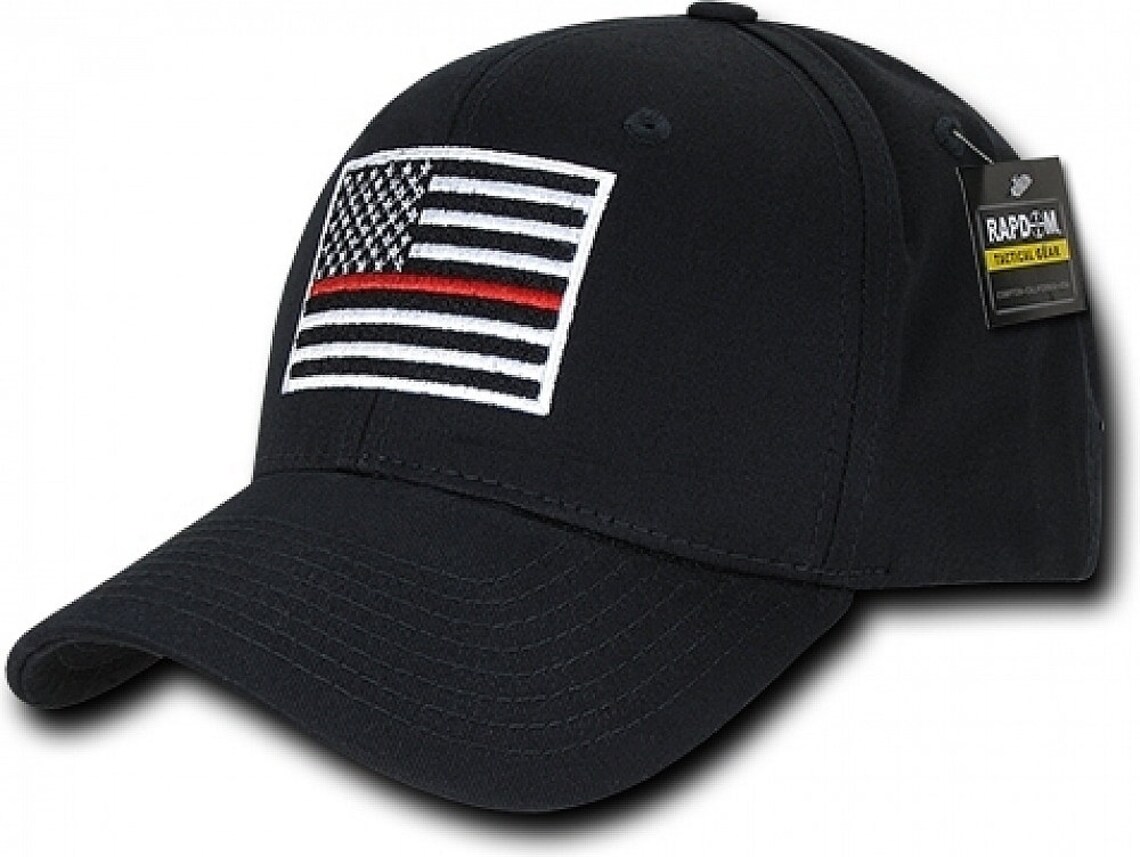 Thin Red Line Strapback Hat USA American Flag Embroidered Operator ...
