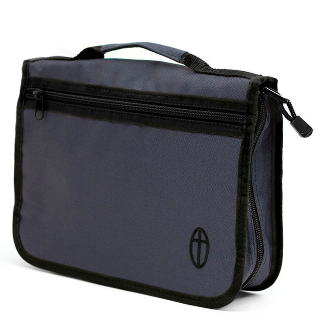 Bible Cover Blue Canvas Bag Book Case Organizer Embroidered Cross M,L ...