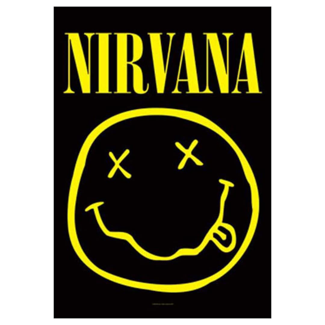 Nirvana Smiley Face Logo Tapestry Cloth Fabric Poster Flag Wall Banner ...